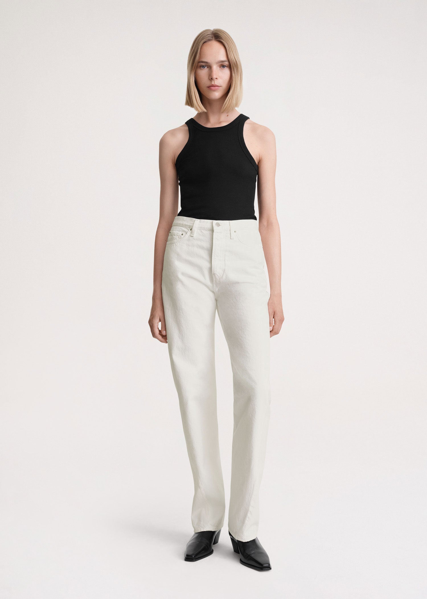 Twisted seam denim full length off-white – TOTEME